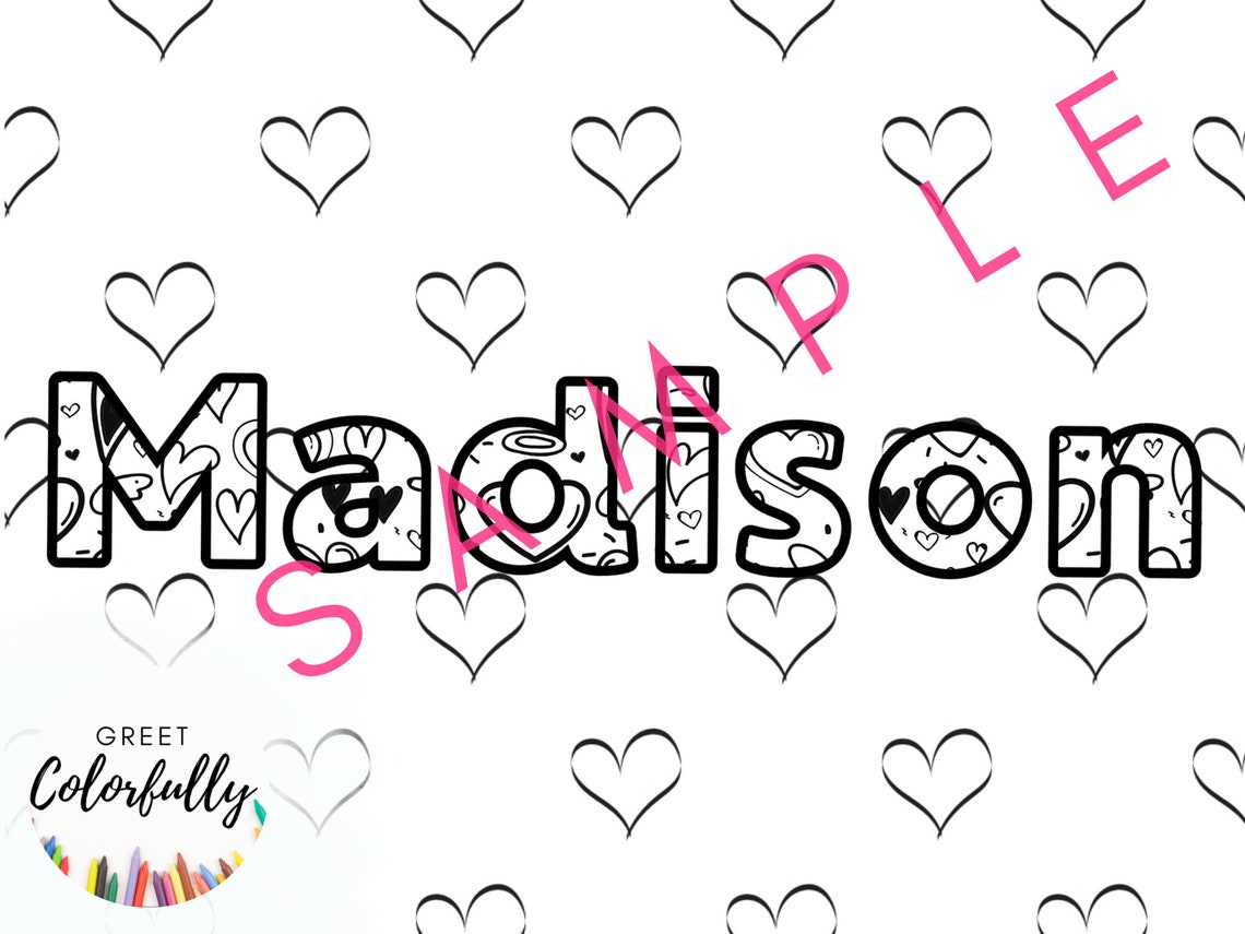 Personalized Coloring Page Heart Coloring Custom Name - Etsy