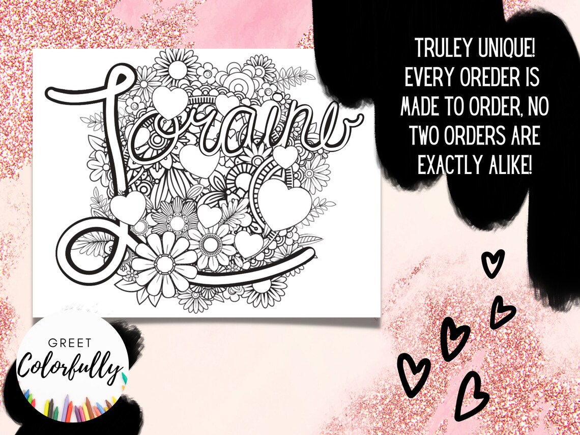 Personalized Coloring Sheet, Custom Name Coloring Page, Hand Drawn Name ...