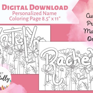 Personalized Coloring Page, Flower Coloring, Custom Name Coloring, Made ...