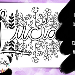 Personalized Coloring Page Custom Name Coloring Floral Design Made to ...
