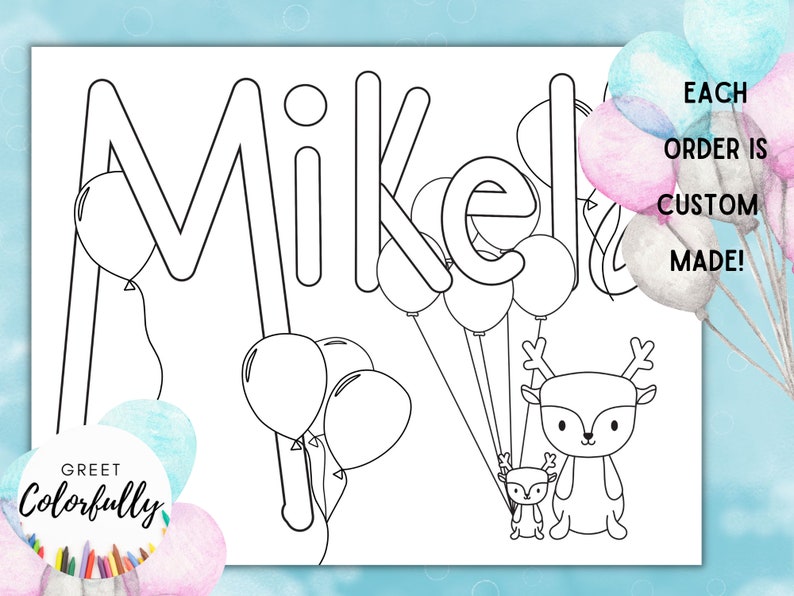 Personalized Coloring Page, Custom Name Coloring, Kids Birt,hday ...