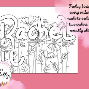 Personalized Coloring Page, Flower Coloring, Custom Name Coloring, Made ...