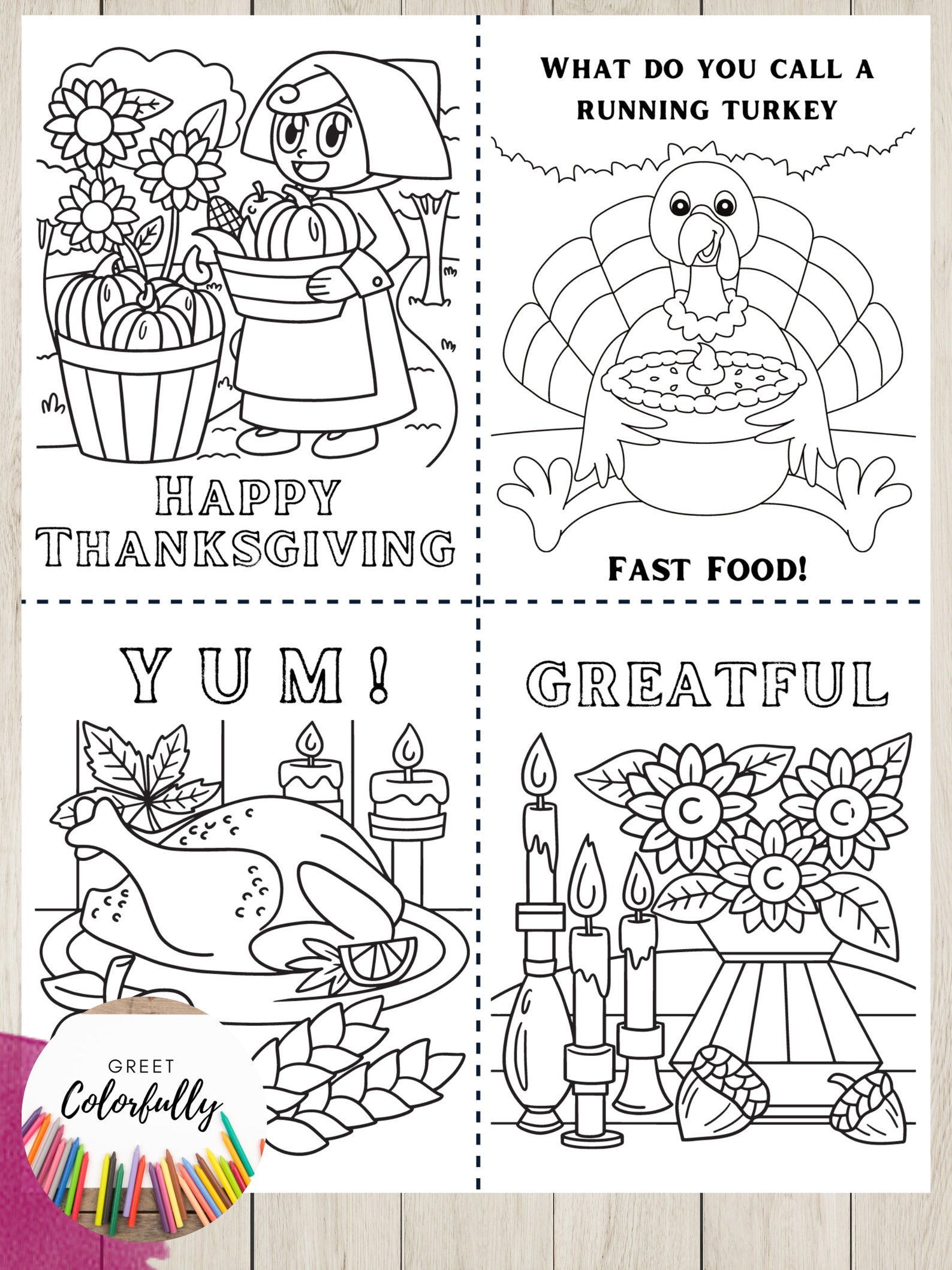 Thanksgiving Coloring Pages Place Setting Addition Family - Etsy