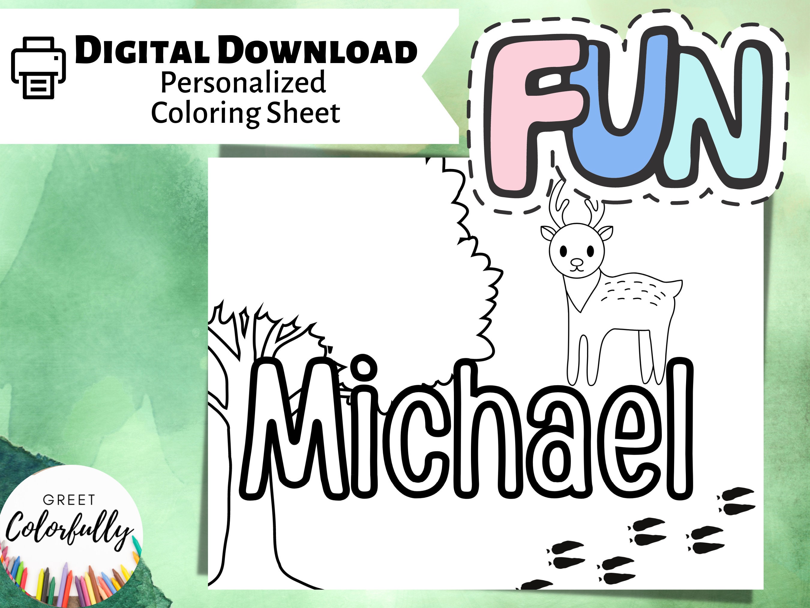Personalized Coloring Page Bundle for Kids Customizable Coloring Sheets ...