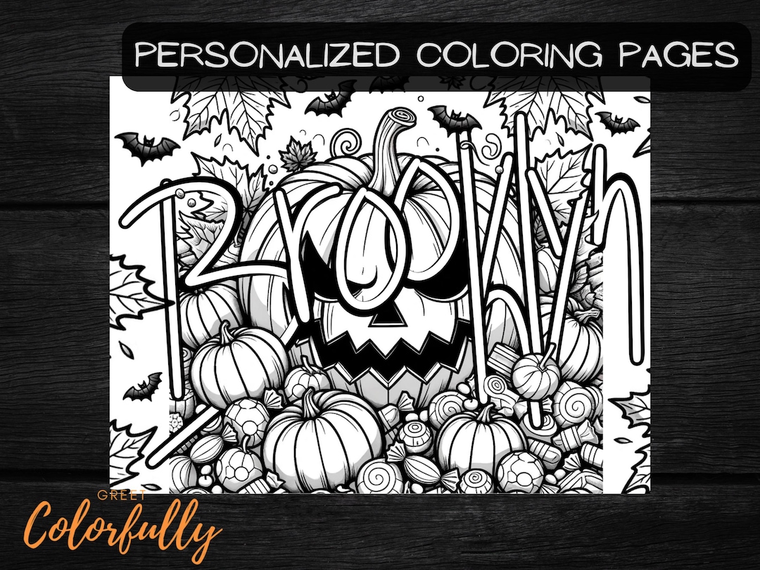 Personalized Halloween Coloring Page, PDF Download - Etsy