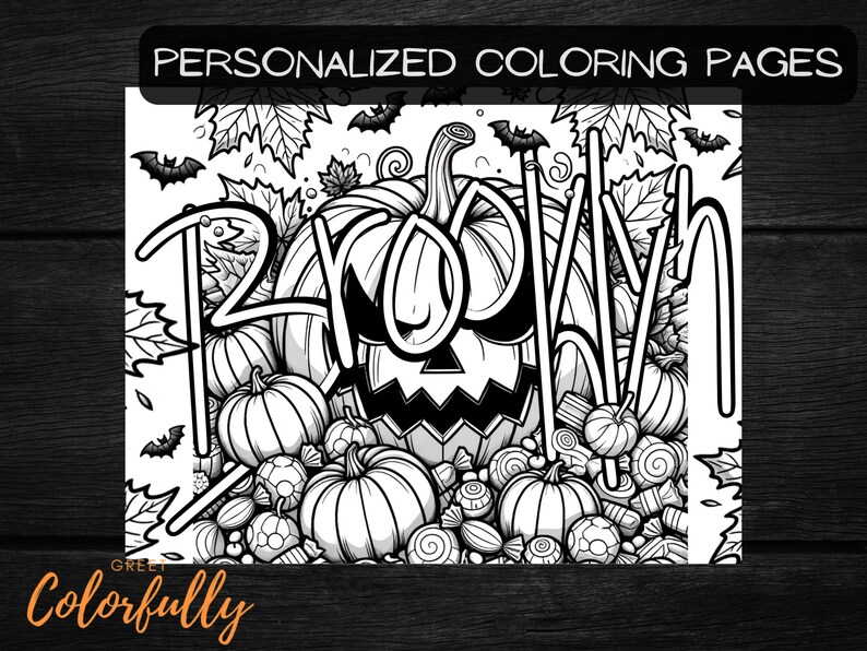 Personalized Halloween Coloring Page, PDF Download - Etsy