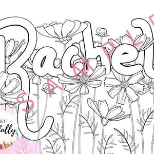 Personalized Coloring Page, Flower Coloring, Custom Name Coloring, Made ...