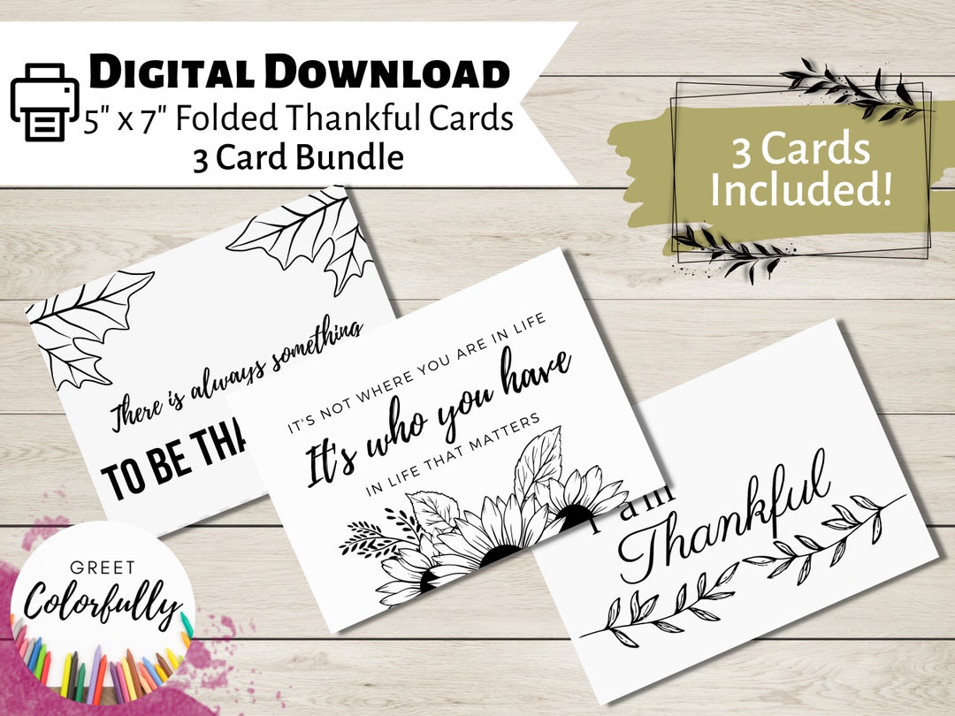 Thanksgiving Cards, Coloring Cards for Adults, Color Your Own Greeting ...