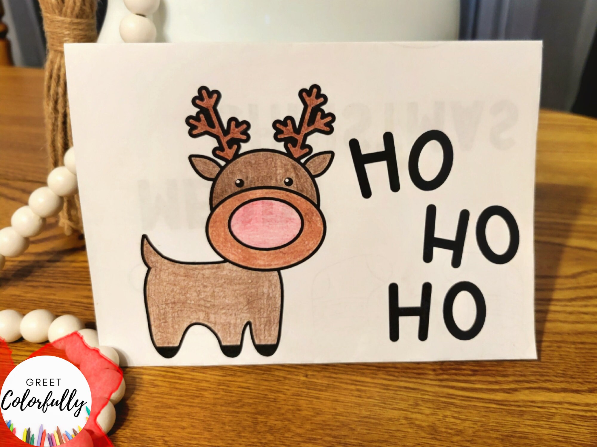 Christmas Card, Printable Coloring Card, Color Your Own Greeting Card ...