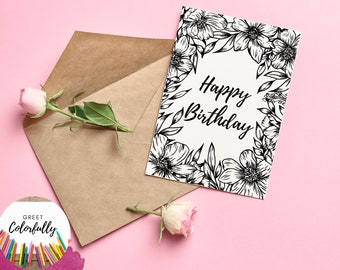 Digital Flower Birthday Card - Etsy