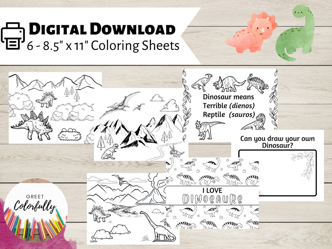 Dinosaur Coloring Pages, Kids Activity Sheets, Educational Coloring ...