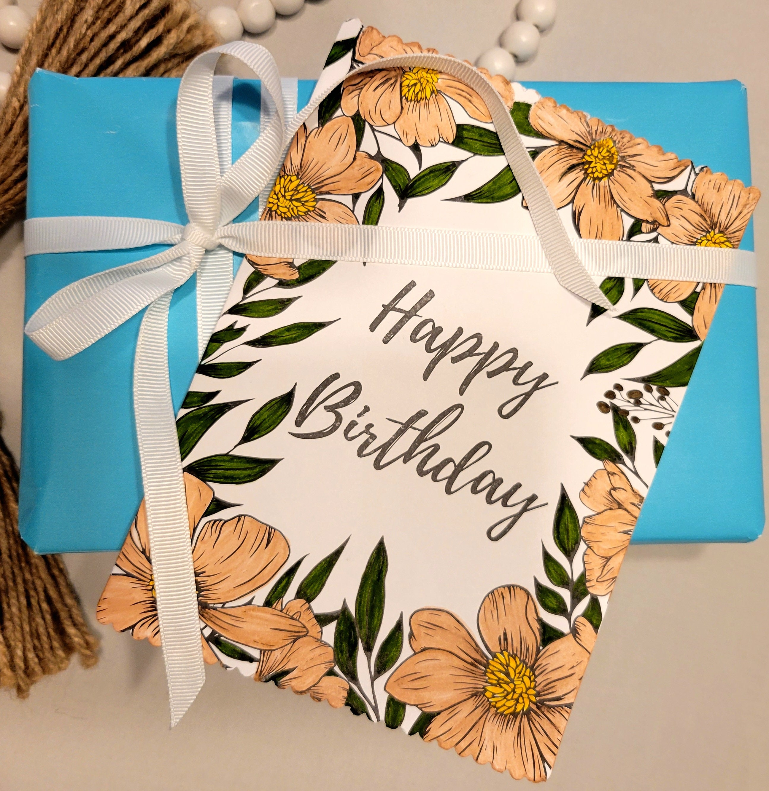 Printable Birthday Card, DIY Coloring Card, Flowers and Floral ...
