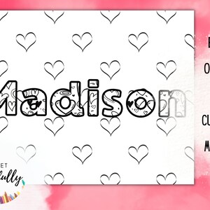 Personalized Coloring Page, Heart Coloring, Custom Name Coloring, Hand ...