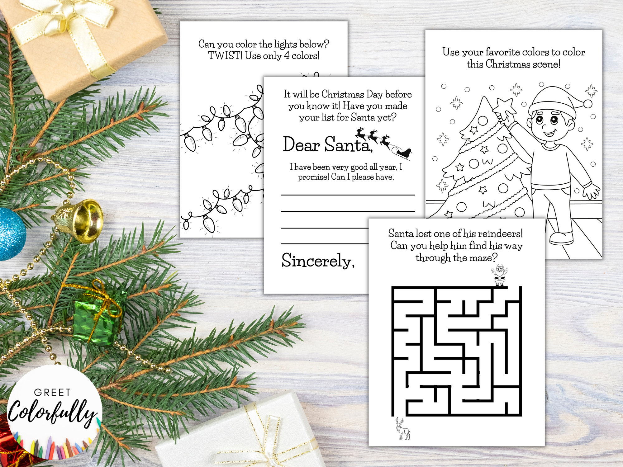 Christmas Coloring Pages, Kids Christmas Activities, 12 Days of ...