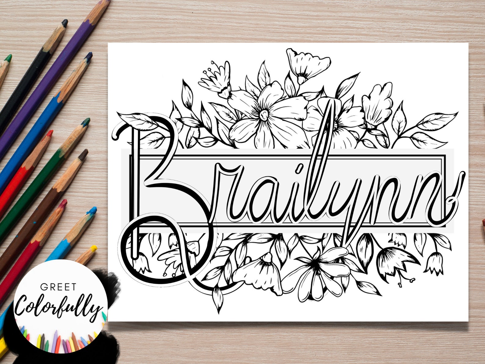Personalized Coloring Page Custom Name Coloring Hand Drawn - Etsy
