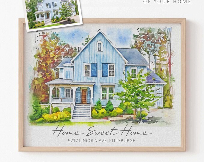 Home Portrait, House Painting, Housewarming Gift, Our First Home Sign ...