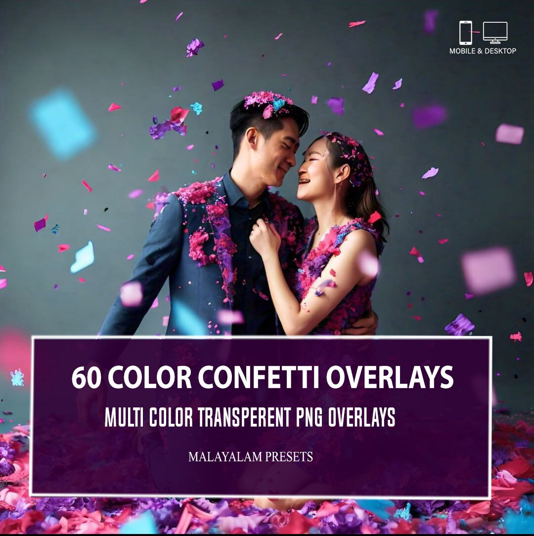 60 Confetti ,confetti Photo PNG Overlay Pack, Party Popper Colourful ...