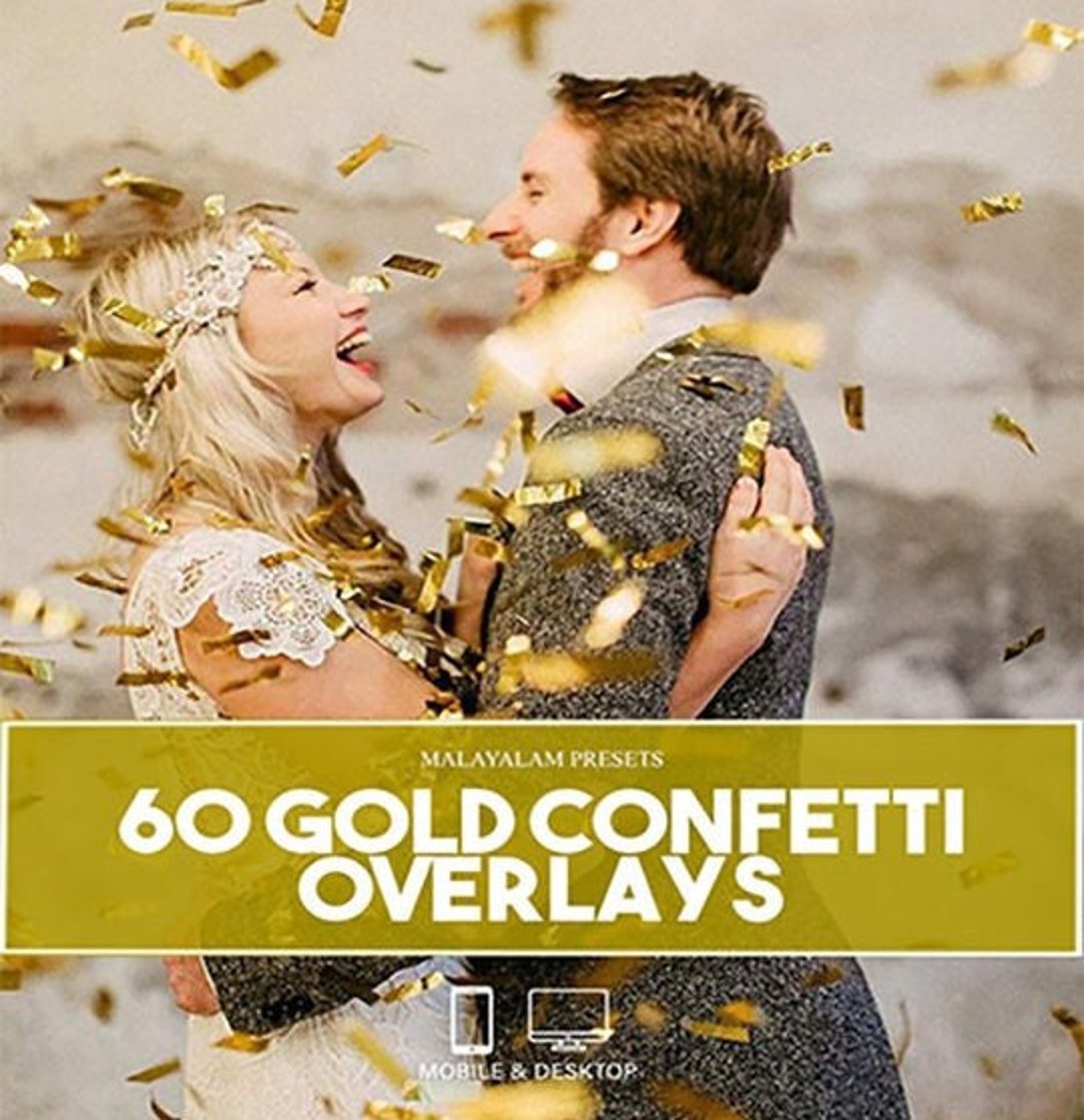 60 Gold Confetti, Overlays Collection, Confetti Overlays Bundle. BEST ...