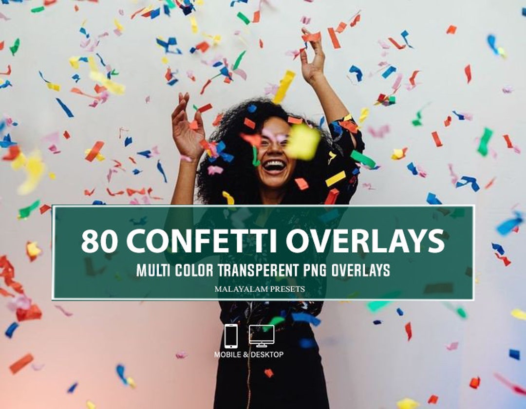 80 Confetti ,confetti Photo PNG Overlay Pack, Party Popper Colourful ...