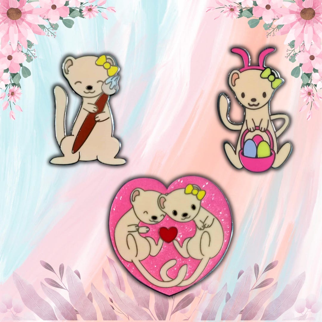 Weasel Enamel Pin Set_love_animals_gift_love_artist_easter_cuddly ...