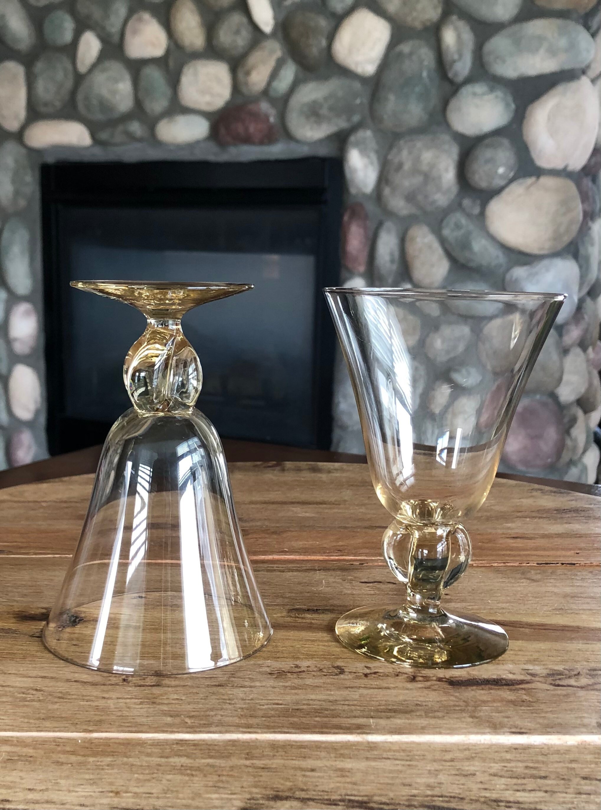 Amber Depression Glass Goblets and Iridescent Amber Decanter - Etsy