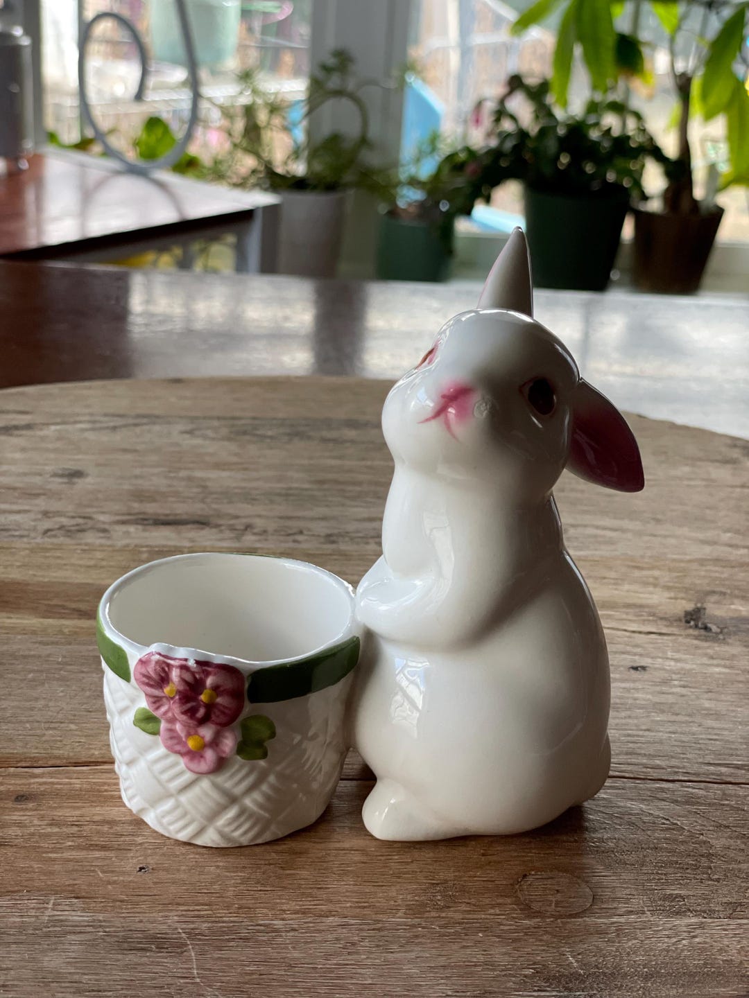 1980 Avon Ceramic Bunny – Spring Decor With Floral Basket - Etsy