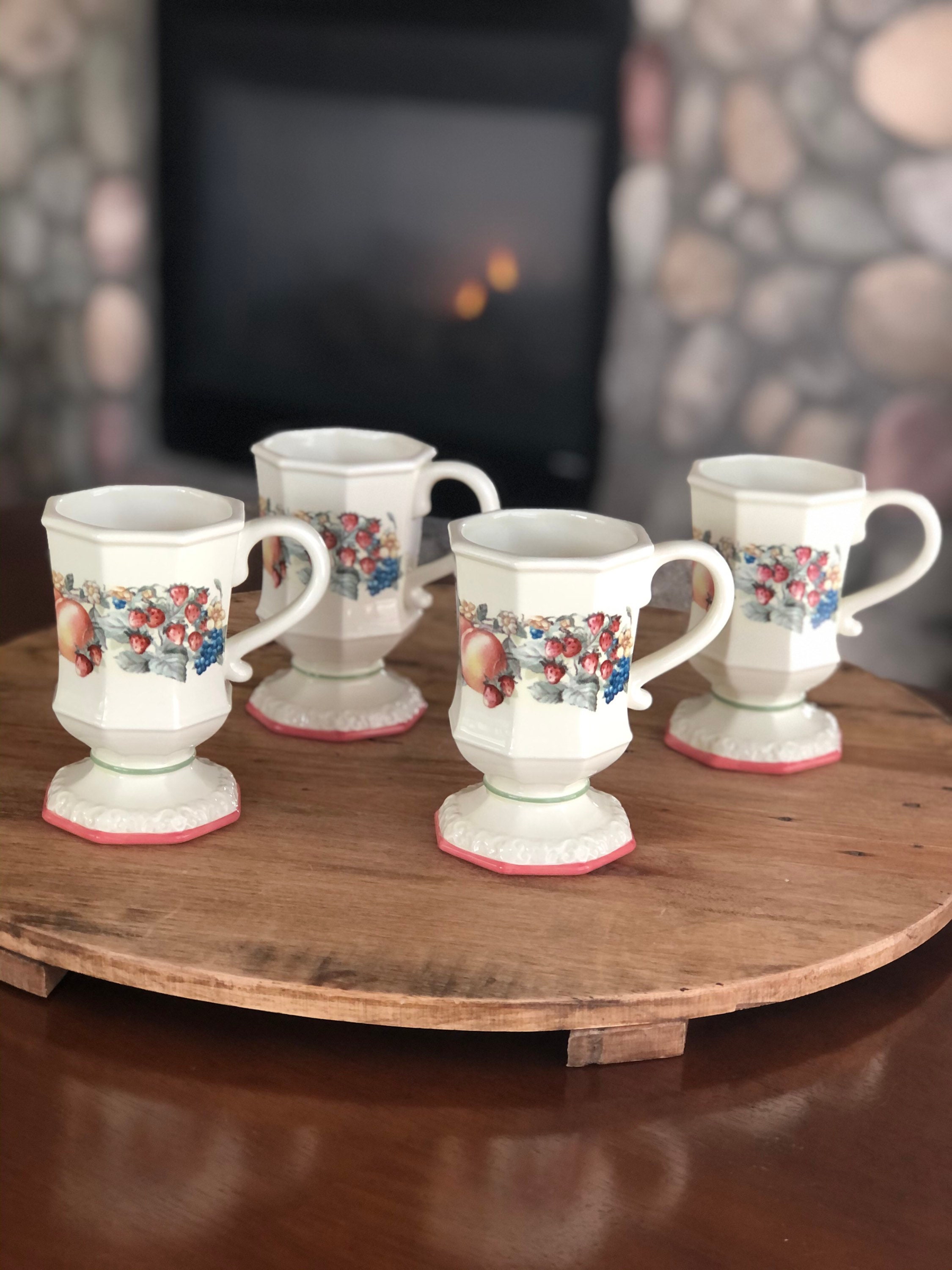 Vintage Avon “country Harvest” Pedestal Mugs, Set of Four - Etsy