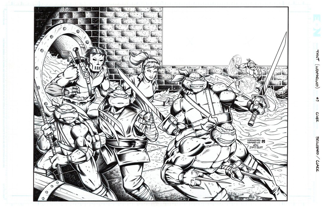 TMNT 3 Wraparound Homage Variant Original Published 11x17 Ink Cover Art ...
