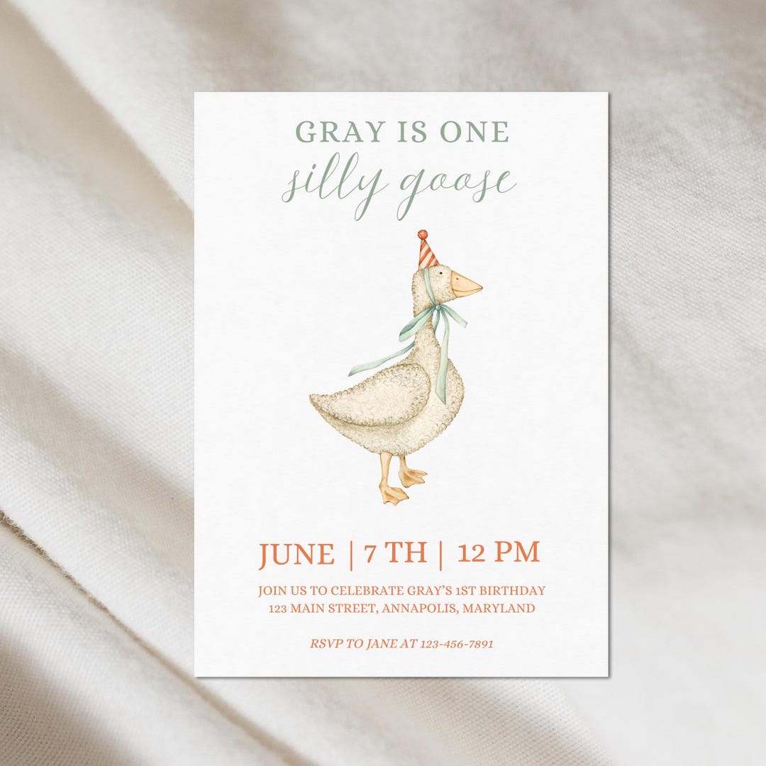 Silly Goose Birthday Party Invitation Template | Canva Template ...