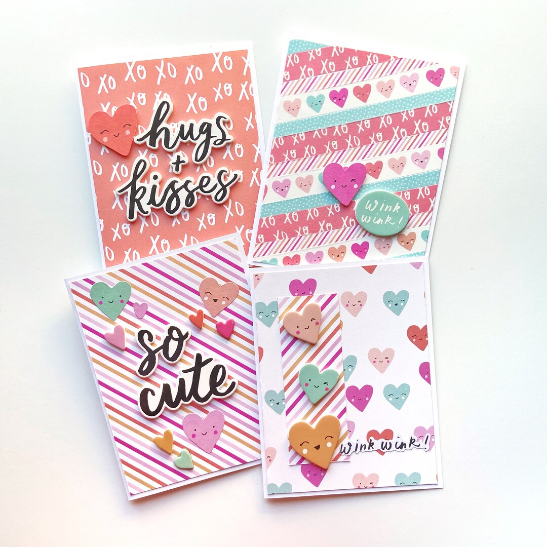 Valentine's Day Bundle Set, 4 Card Set, Valentine's Day Cards ...