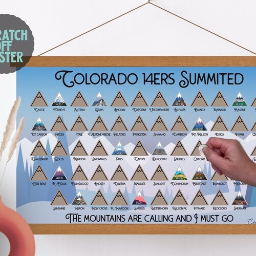 Colorado 14ers Scratch off Map Colorado 14er Tracker 14er - Etsy