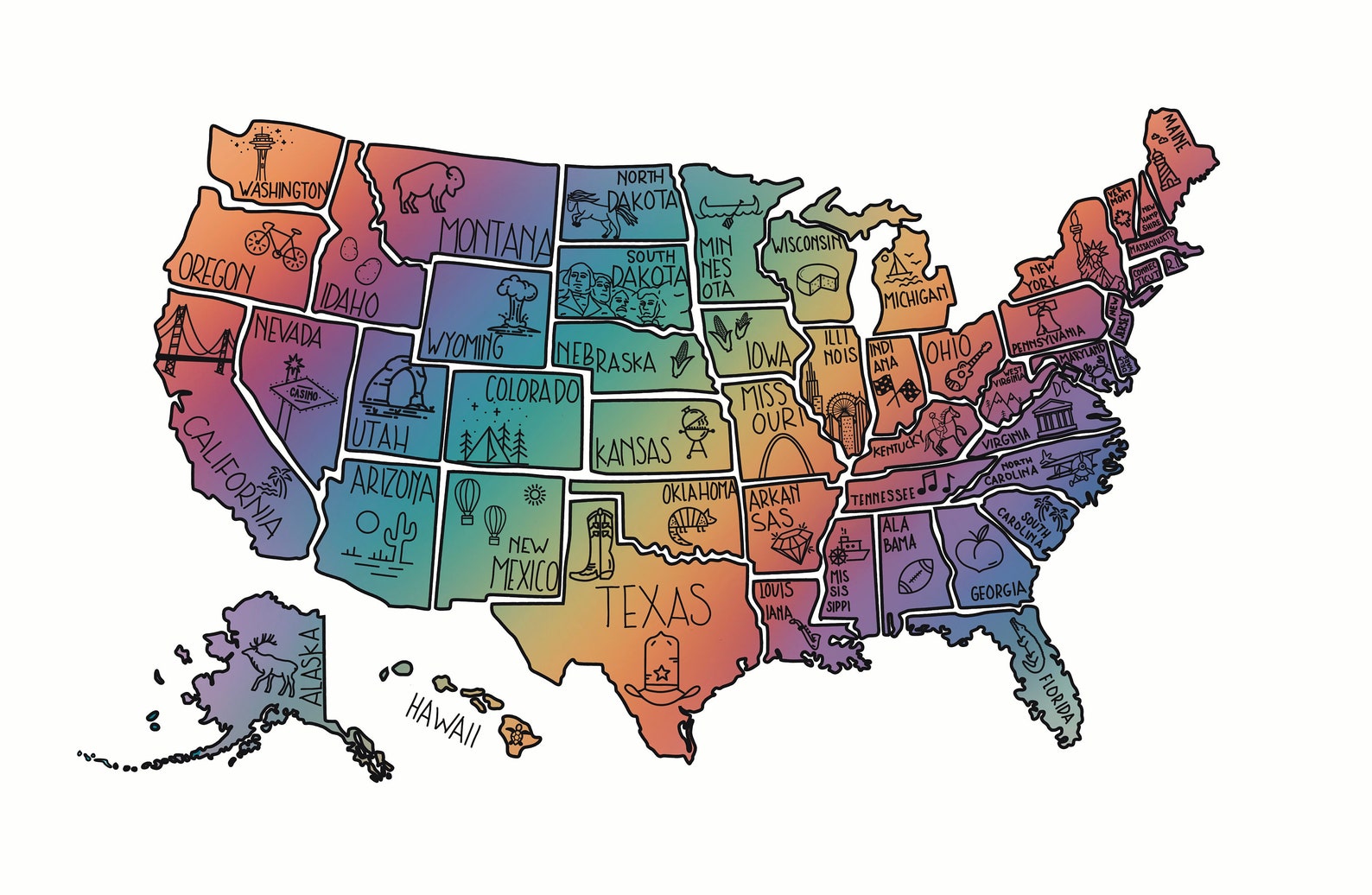 50 States Scratch Off US State Scratch off Map United States - Etsy