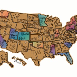 50 States Scratch Off, US State Scratch off Map, United States Travel ...