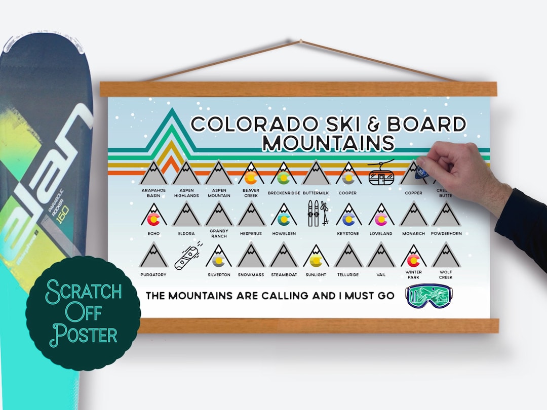 Colorado Mountain Ski and Snowboard Scratch off Poster, Scratch off Map ...