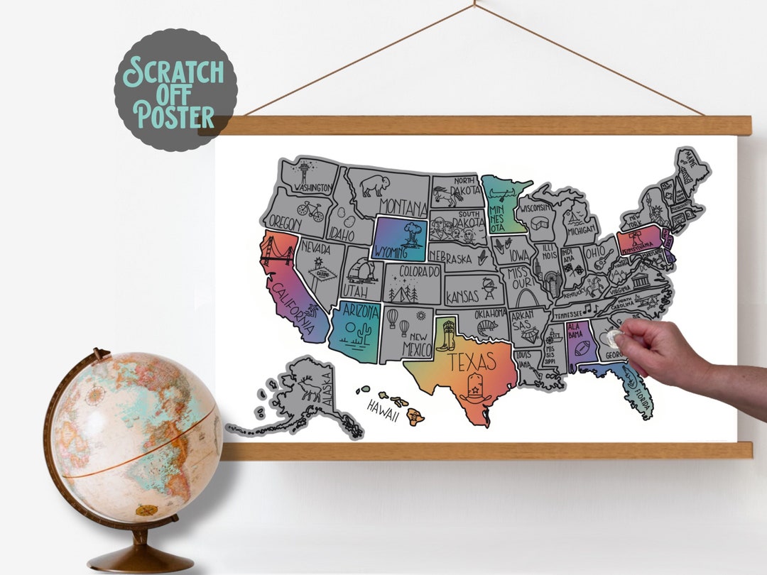 USA Scratch off Map, Scratch off Map, Travel Gift, RV Gifts, Scratch ...