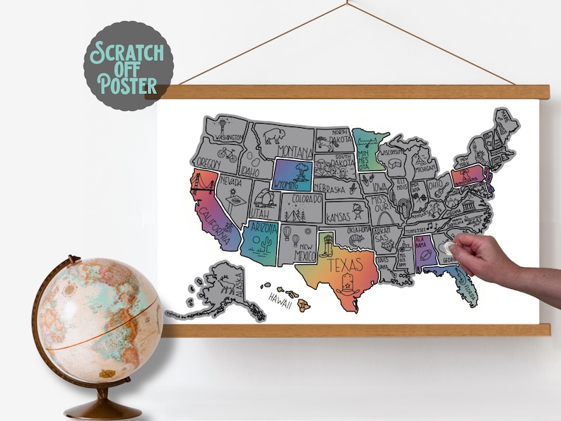 50 States Scratch Off, US State Scratch off Map, United States Travel ...