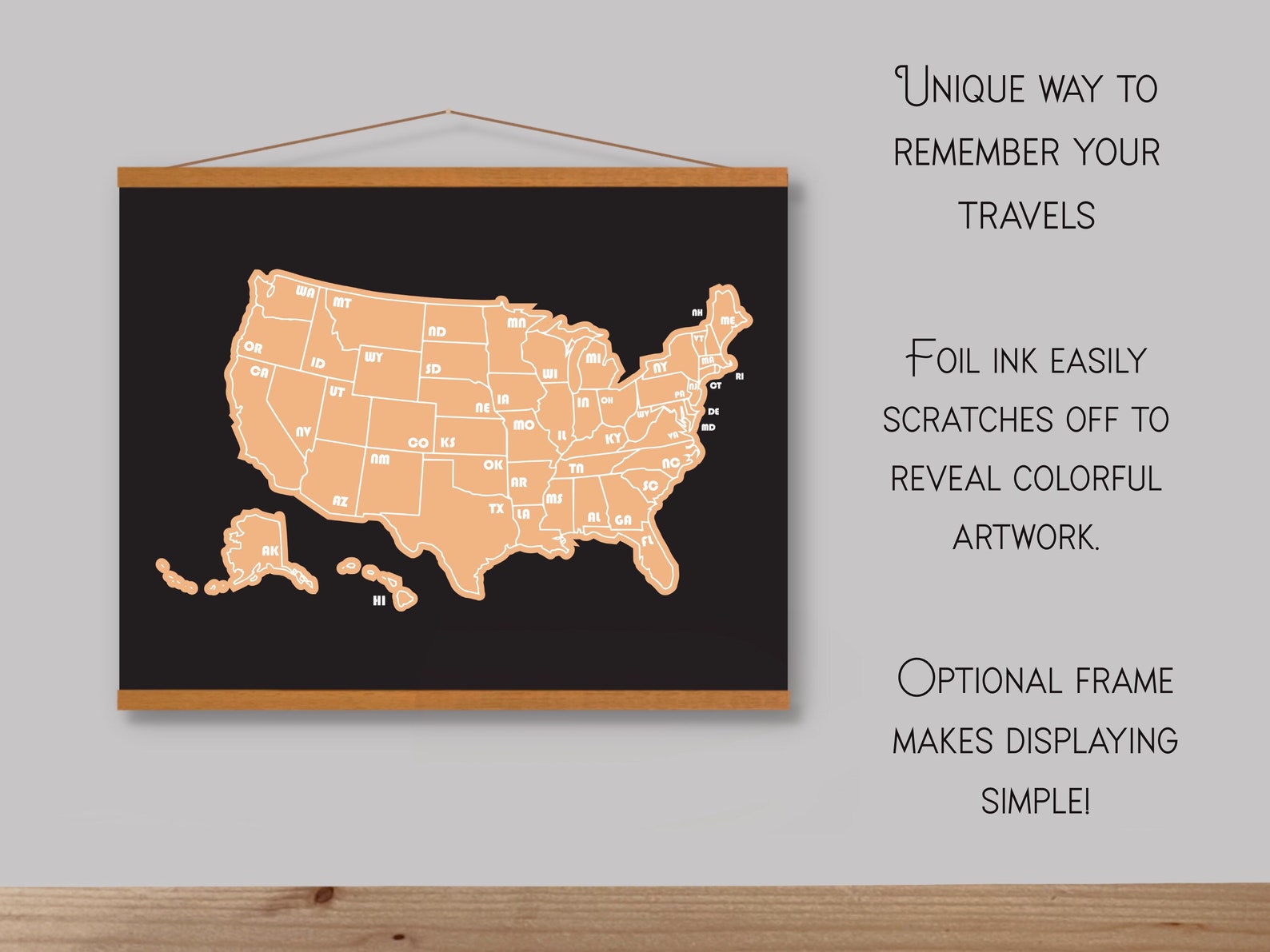 50 States Scratch off Map, Scratch off Poster, US State Map Scratch Off ...