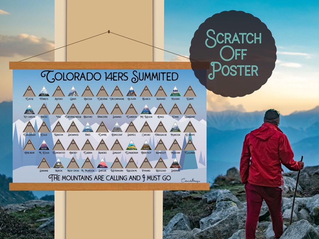 Colorado 14ers Tracker, Scratch off Poster, 14ers Scratch off Map, 14er ...