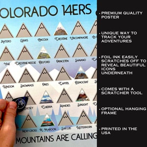 Colorado 14er Checklist, 14ers Scratch off Map, 14er Tracker, 14er ...