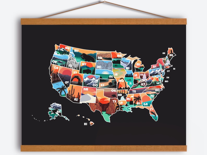 50 States Scratch off Map, Scratch off Poster, US State Map Scratch Off ...
