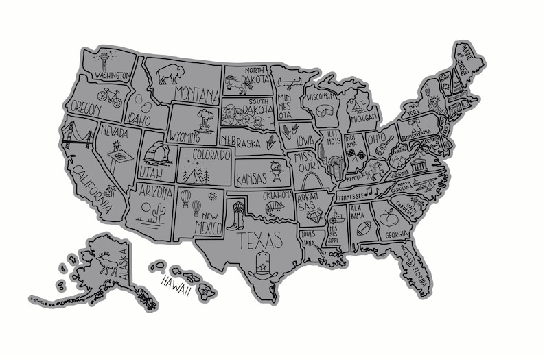 50 States Scratch Off US State Scratch off Map United States - Etsy