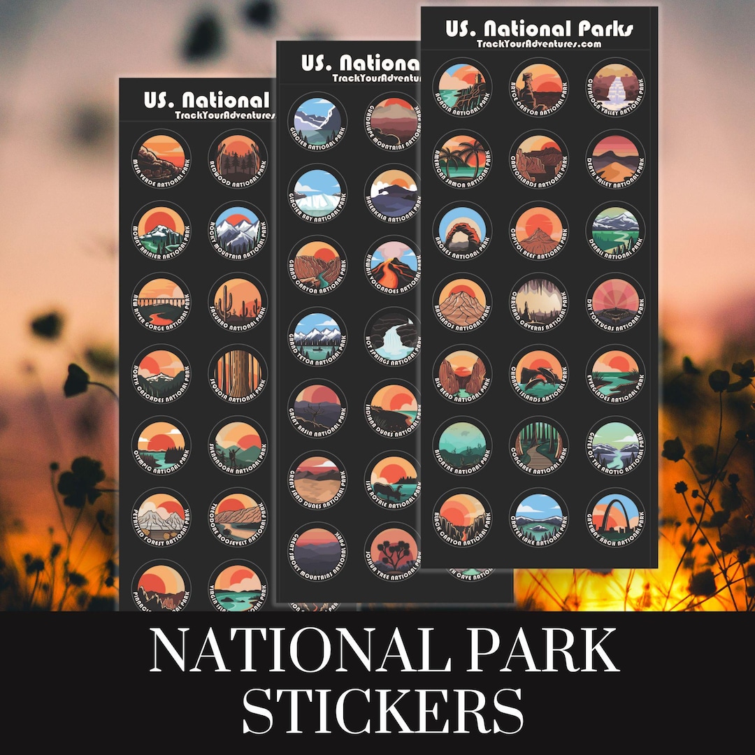 63 National Parks Sticker Sheet, National Park Gift, Track Your ...