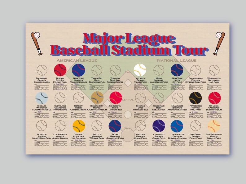 Baseball Stadium Tracker Pro Baseball Stadium Bucket List - Etsy