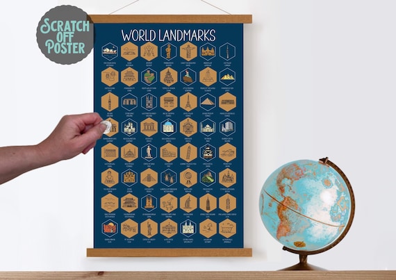 Scratch off Map World World Landmarks Scratch off Travel - Etsy