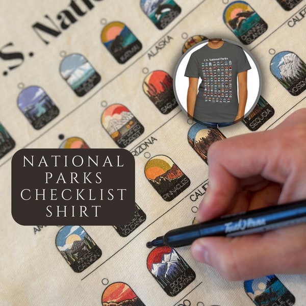National Park Checklist T Shirt - Etsy