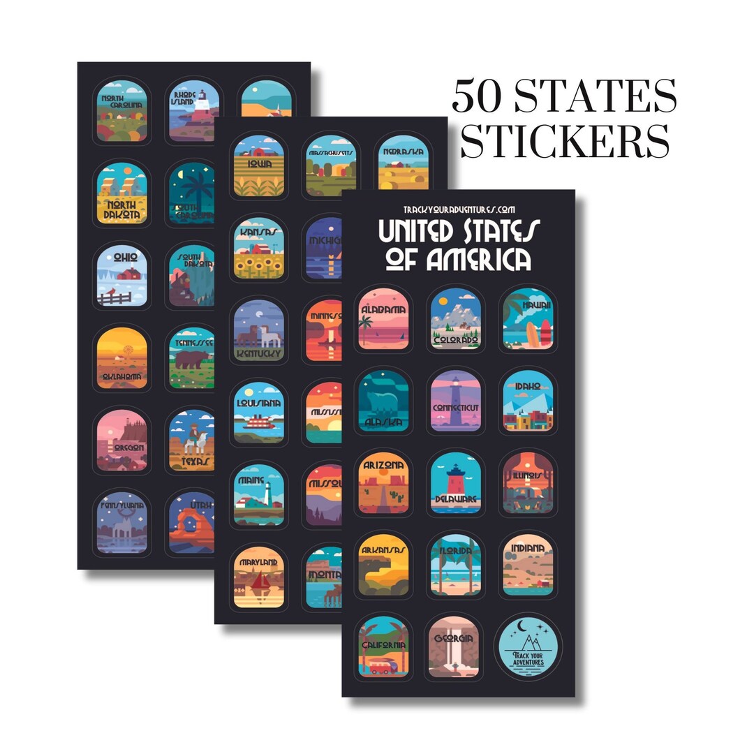 USA Sticker Sheet, 50 States Stickers - Etsy