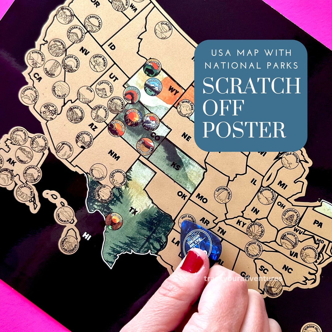 USA Map With 63 National Parks Scratch off Map, 50 States Map - Etsy