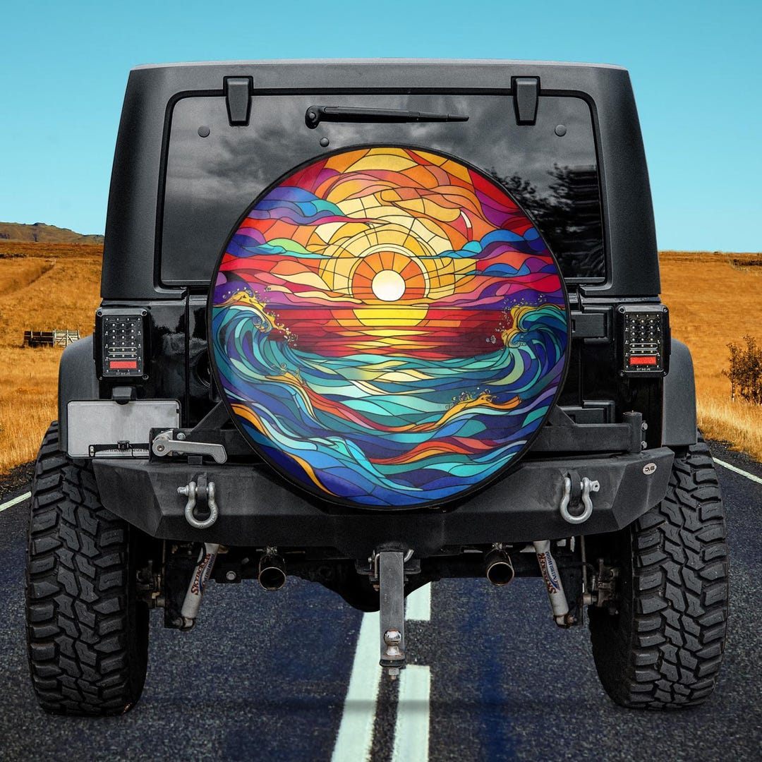 Waves in the Ocean Spare Tire Cover,rising Sun Spare Tire Cover ...