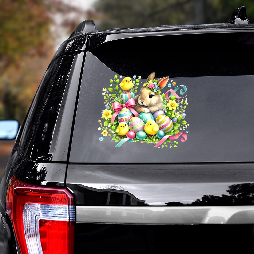 Cute Easter Bunny Car Decal for Bronco Mercedes Land Rover Land Cruiser ...