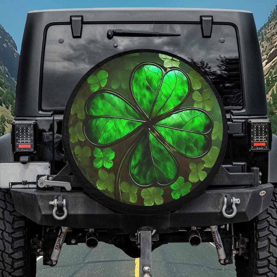 St Patrick's Day Spare Tire Cover With Backup Camera Hole,retro Hamrock ...